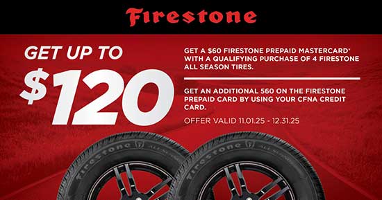 Firestone: Up To $120 Rebate | Tires Etc